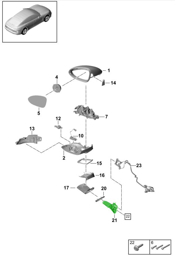 Porsche 971 Panamera Door mirror base 971857539 971857540 - 971857539 ...