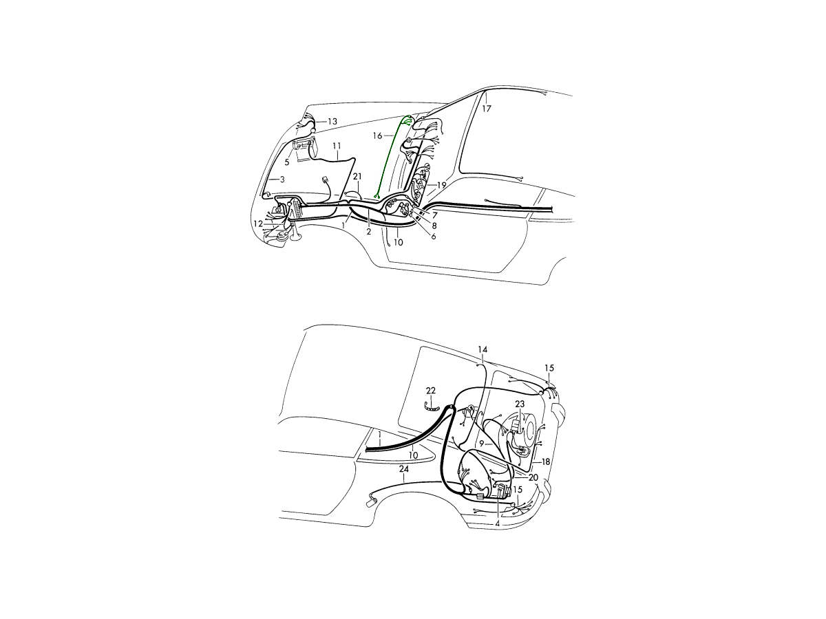 Wiring Harness - Luggage Compartment Light. Porsche 911 / 964 / 959 ...