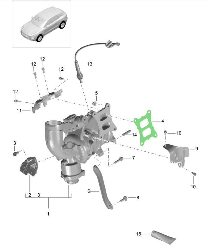 Porsche Macan Exhaust manifold to turbocharger gasket 95825303900 ...