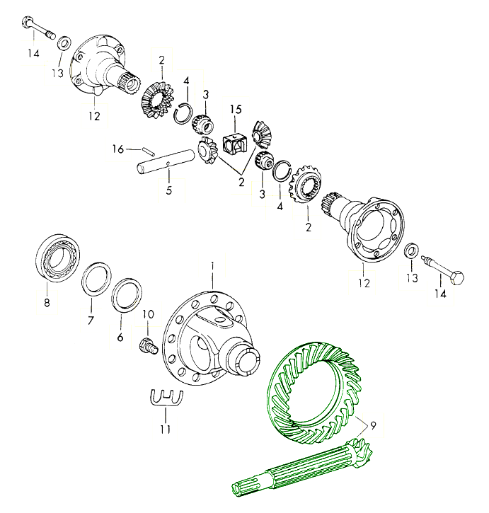 Porsche 911 915 Gearbox Ring Gear and Pinion Shaft 91530291116 ...