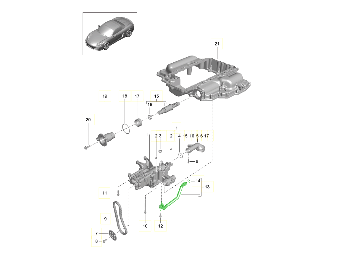 Porsche 997 991 Boxster Cayman Oil pipe Oil pump to crankcase housing ...