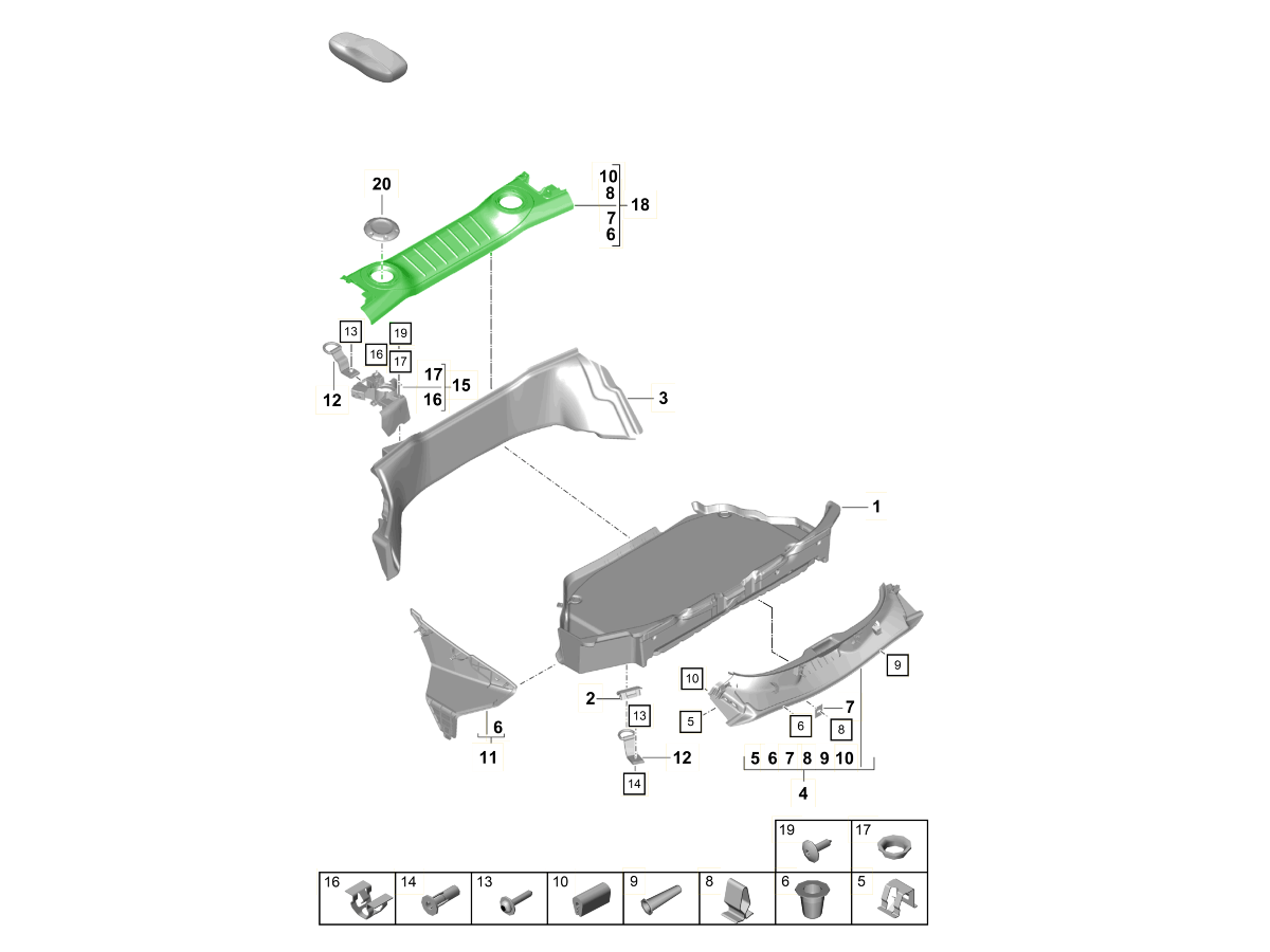 Porsche Cayman GT4 RS Engine bay trim black 981551433031E0 ...