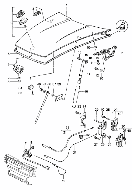 Porsche 964 Front Bonnet Hinge 99351103100GRV, 99351103200GRV ...