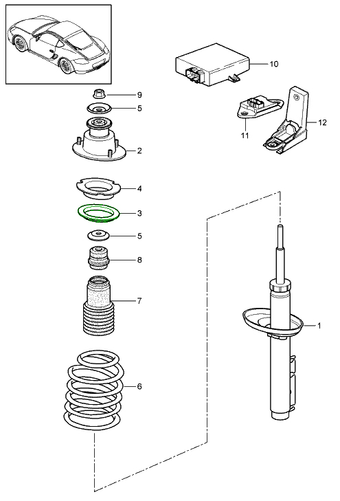Porsche 987 Boxster Shock Absorber Spring Hanger 98733350400 ...