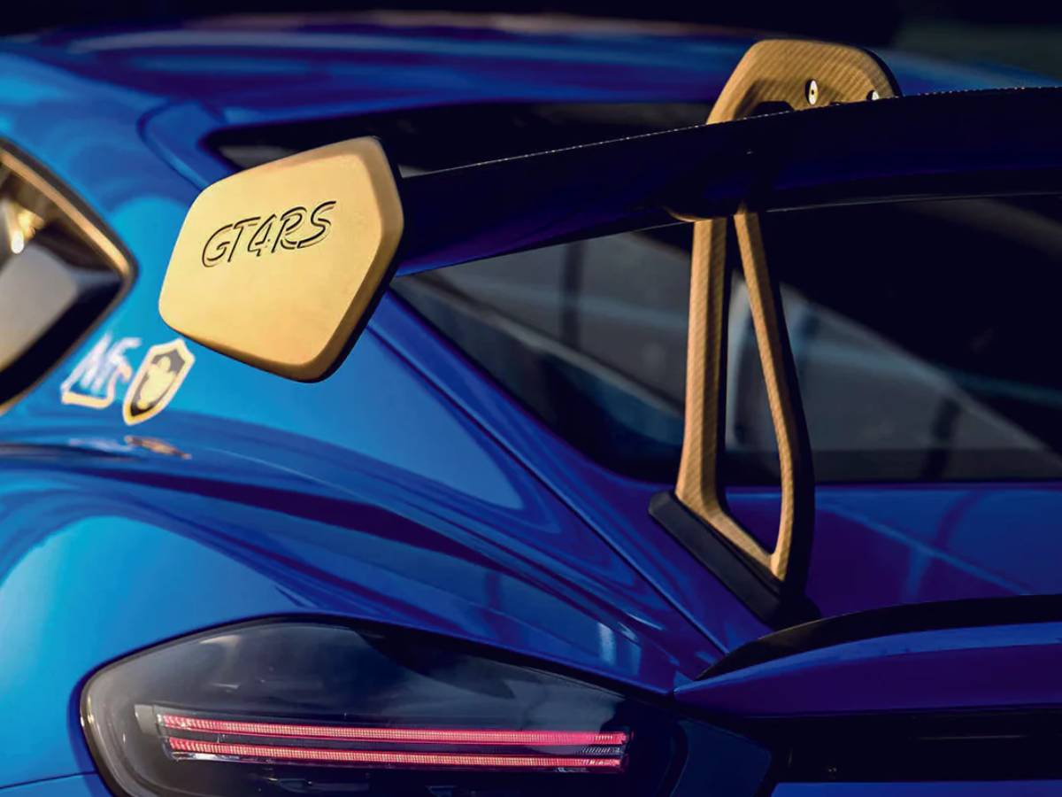 Rear wing swan neck riser set 3 inch dry carbon fibre. Porsche 718 GT4 ...