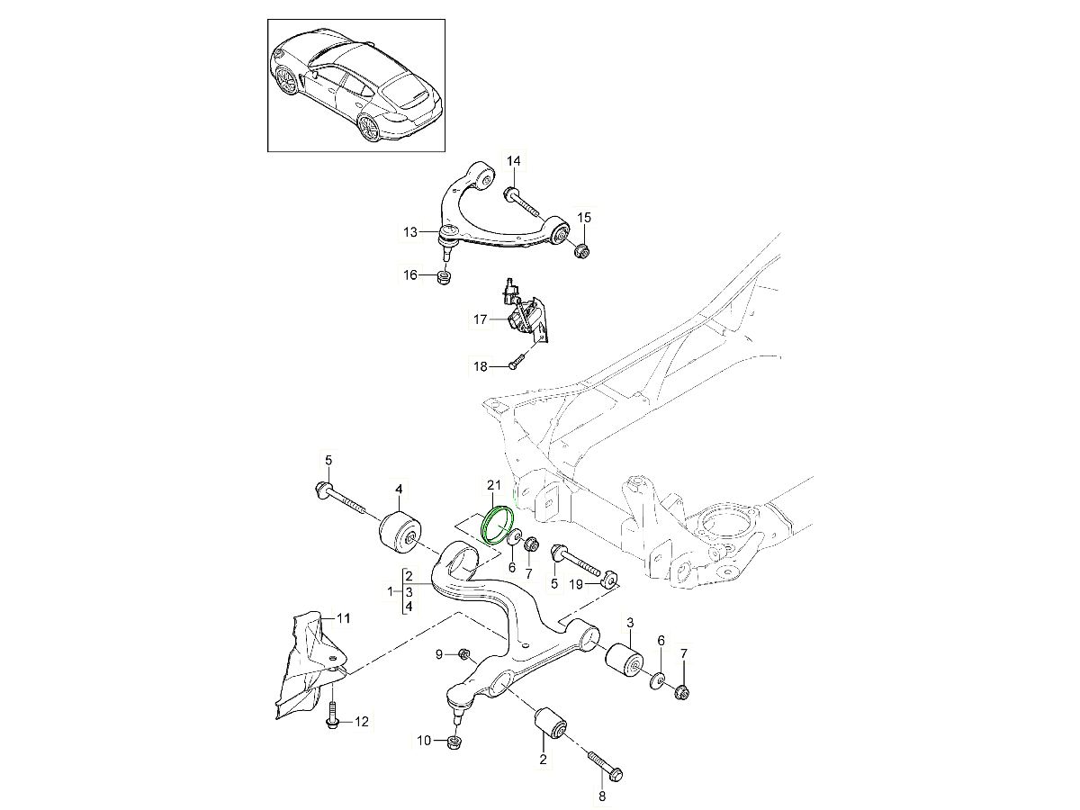Porsche 970 Panamera Control arm hydraulic bush stop 97034124422 ...