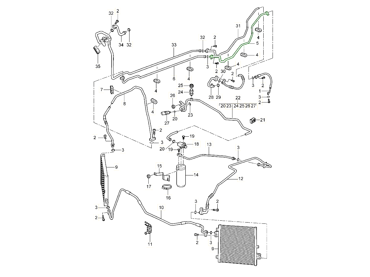 Porsche 997 Turbo GT3 Air conditioning refrigerant pressure line ...