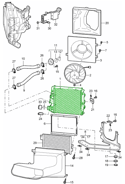 Porsche Boxster 987 Radiator Water Coolant Fluid 99710613202 ...