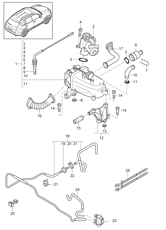 Porsche Cayenne Diesel Exhaust gas temperature sensor 5860668800 ...