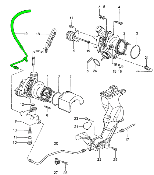 Porsche 993 Turbocharger Vent Line 99310731252 99310731153 ...