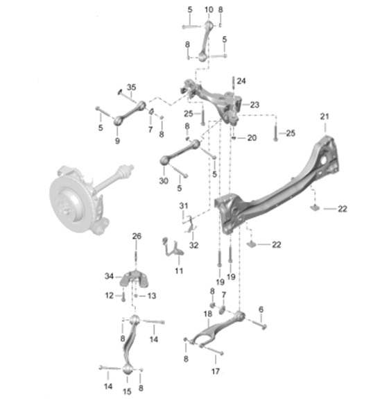 Track rod rear suspension. Porsche 991 9P1501529 99133104503 ...