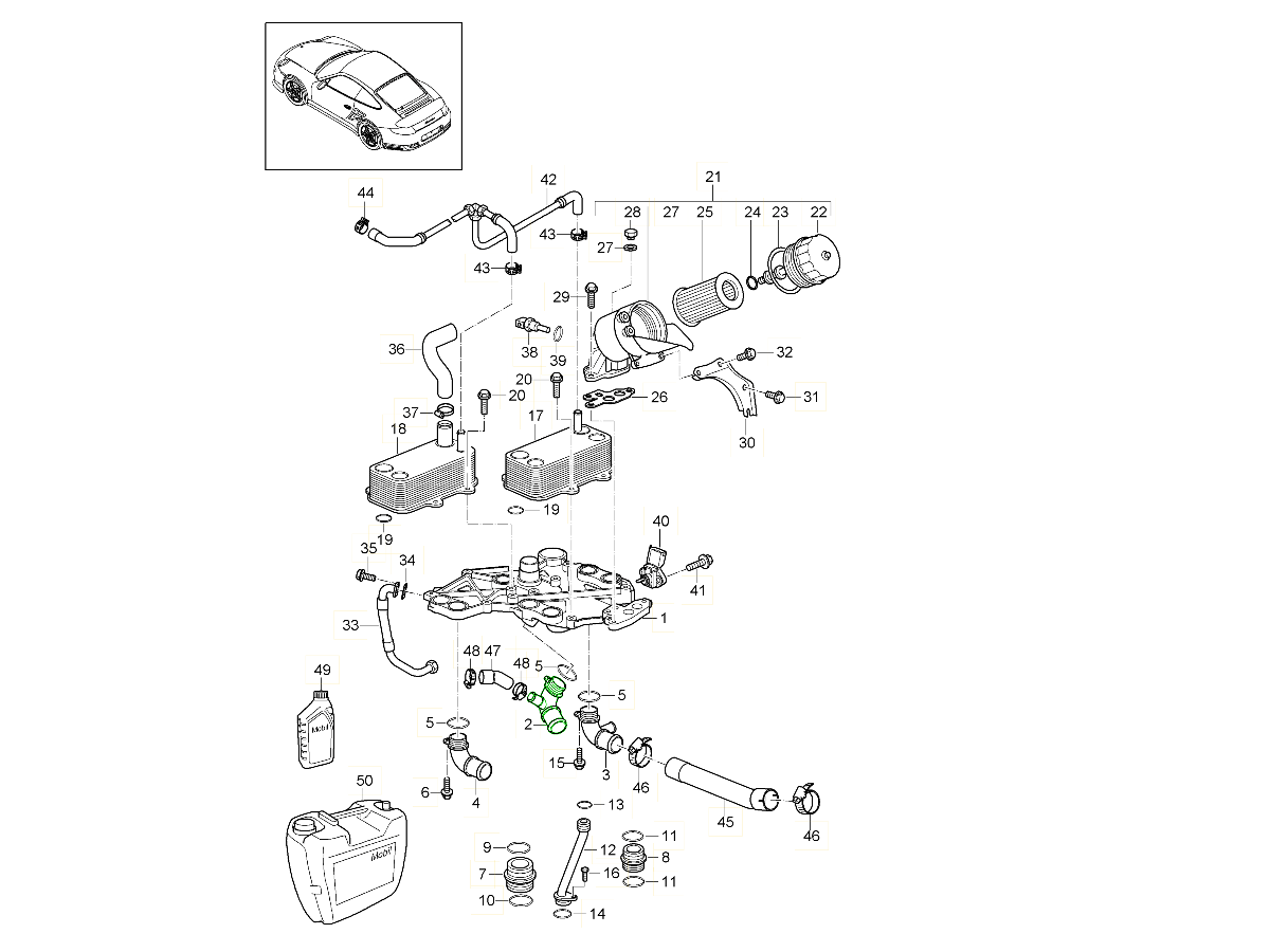 Porsche 997 Turbo Coolant hose connector 99710631570 - 99710631570 ...