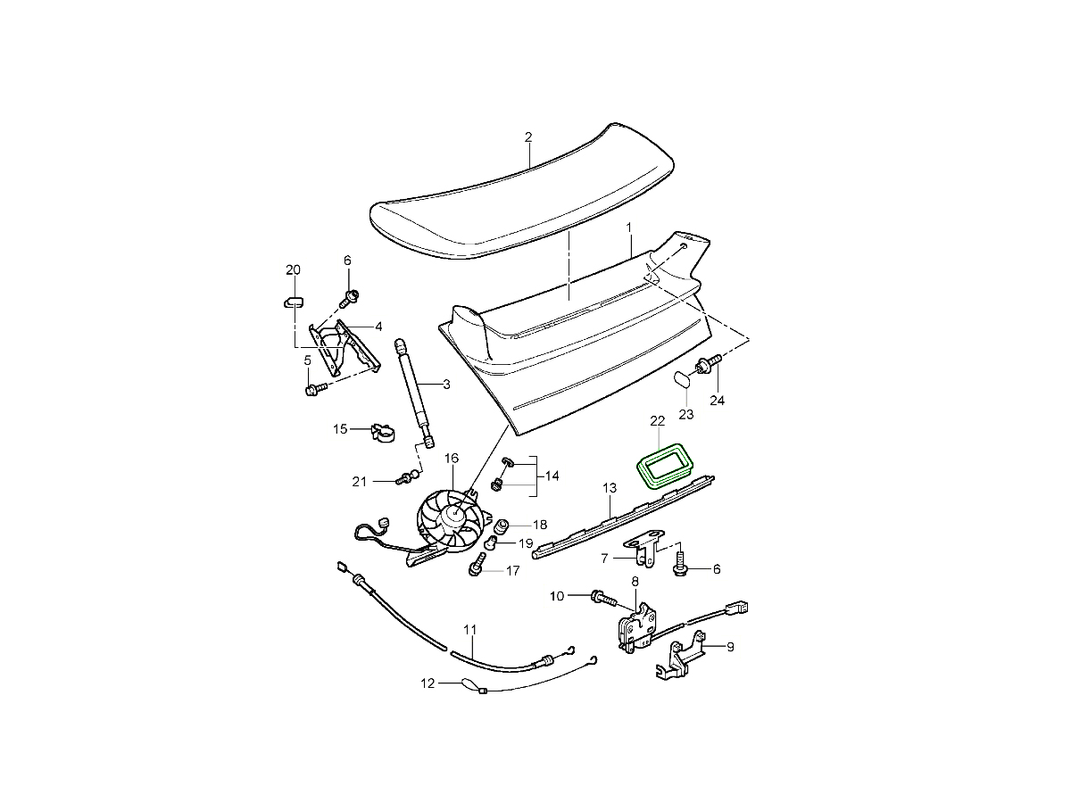 Rear spoiler lid inlet gasket. Porsche 996 GT3 2003>> 99611014391 ...