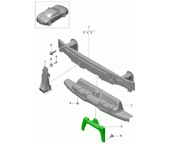 Rear Bumper Carrier, Holding Strap. Porsche 981 Boxster / Cayman ...