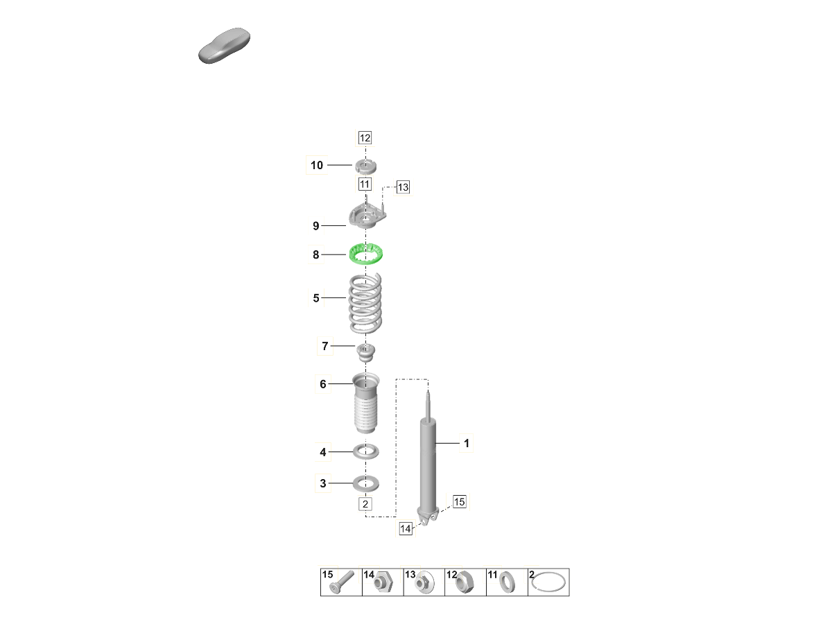Porsche 992 Carrera Shock absorber upper mount bearing 992511177 ...