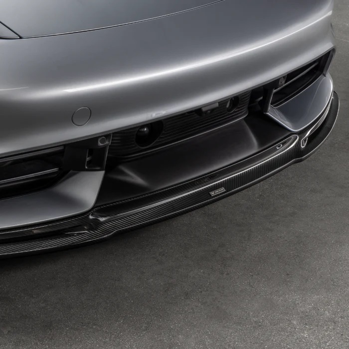 Front bumper lower spoiler in carbon fibre. Porsche Taycan turbo ...