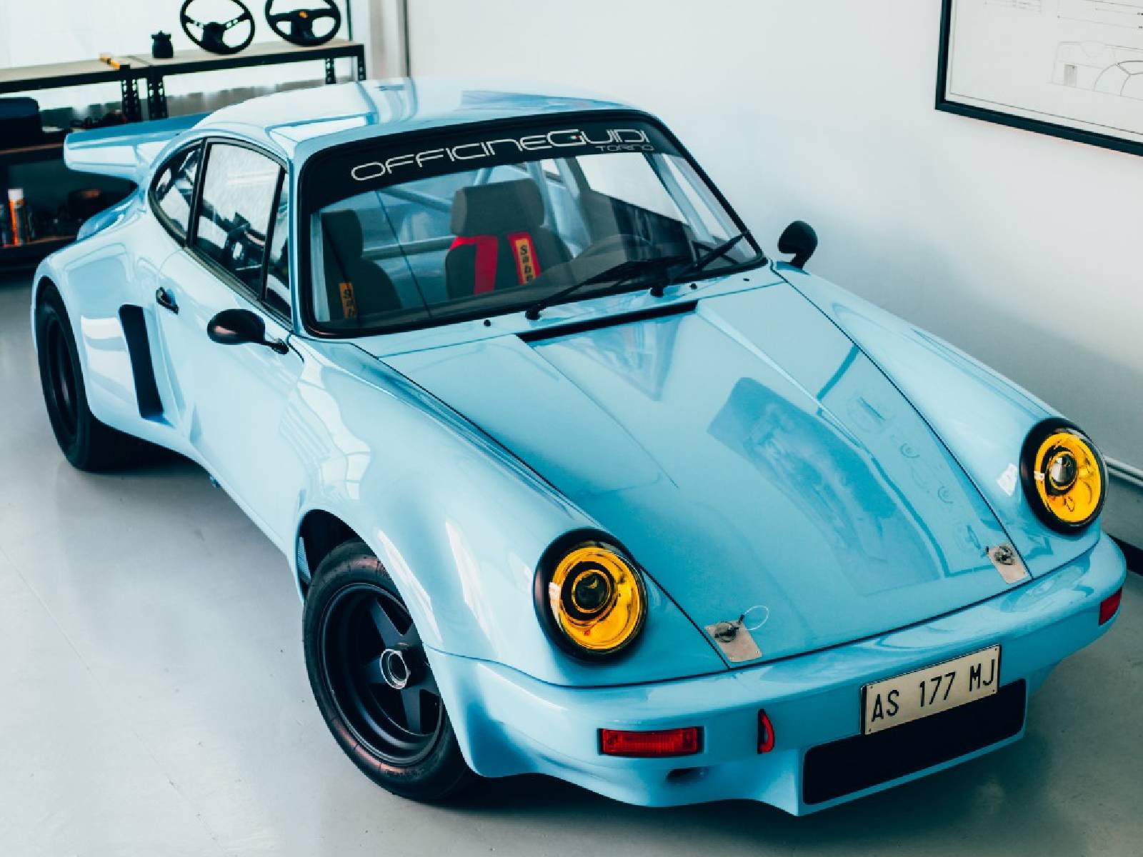 LED headlamp set with yellow reflector and clear lens RHD Porsche 911 / ...