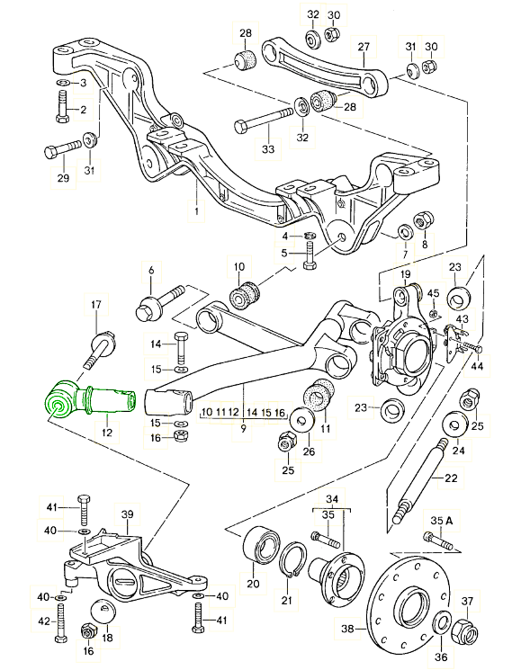 OE MATCH 92833108500 Lower rear rocker arm bar for Porsche 928 ...