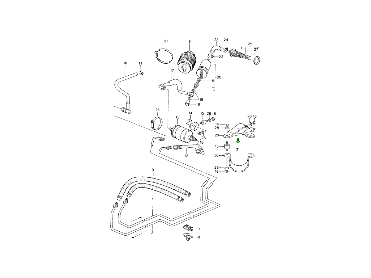 Rubber Bung - Fuel Filter Mounting Bracket. Porsche 968 1992-1995 ...