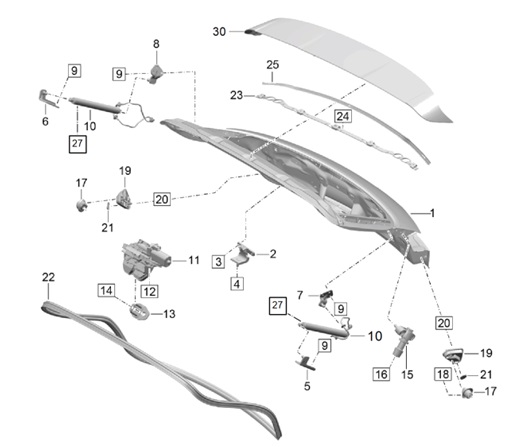 Guide wedge tailgate. Porsche 95B.2 Macan / 9YA Cayenn - 95B829733B ...