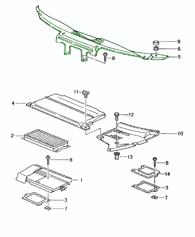 Porsche 996 Cowl panel plastic cover 9965725630701C - 9965725630701C ...