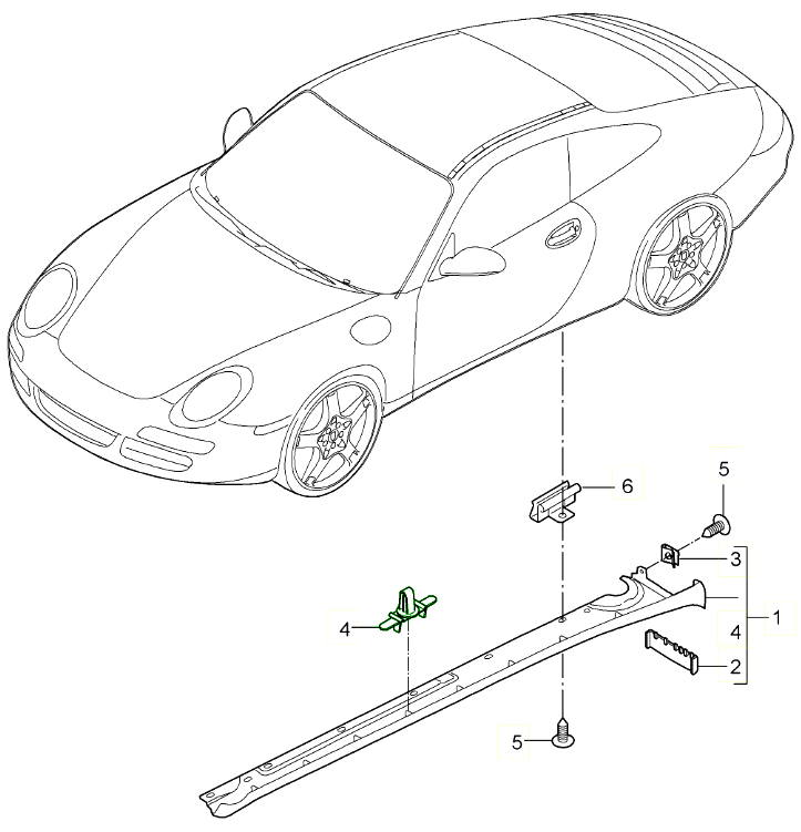 Porsche 997 991 Side sill trim clip 99950798640 - 99950798640/1 ...