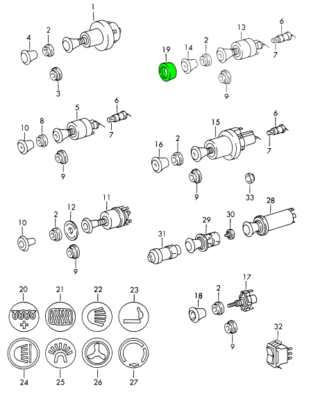 Porsche 911 Control Switch Cap 90155282700 - 90155282700/1 | Design 911