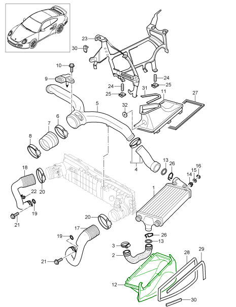 Porsche 997 GT2 Air Duct 9975754728001C 9975754718001C - 9975754718001C ...