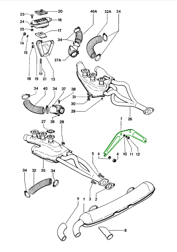 Porsche 914 Exhaust muffler bracket 90111115200 - 90111115200/1 ...
