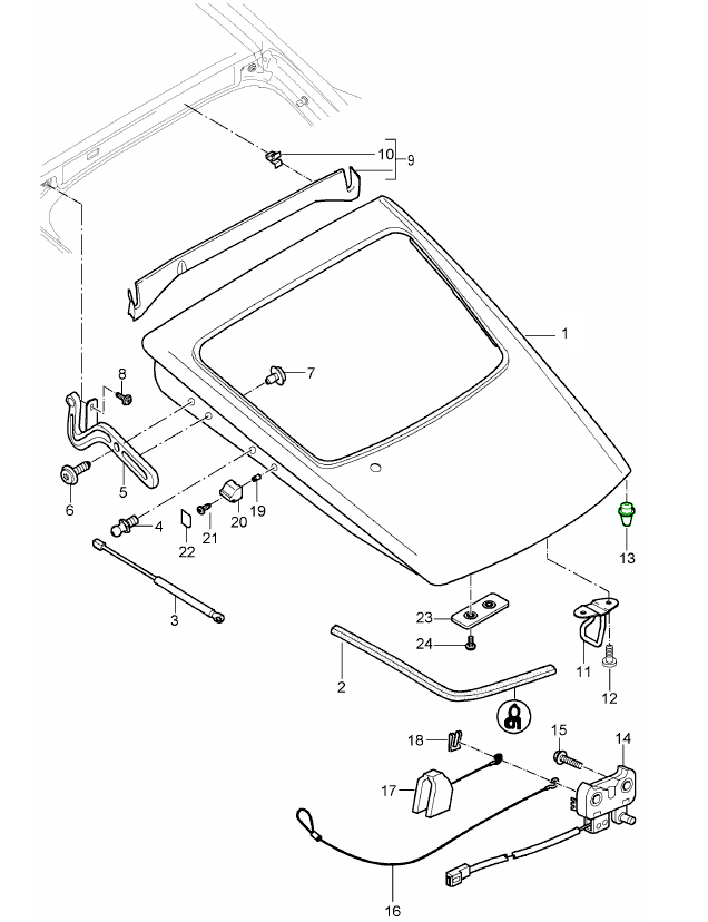 Porsche 987 Cayman Rear lid rubber buffer 98751298701 - 9P2827589 ...