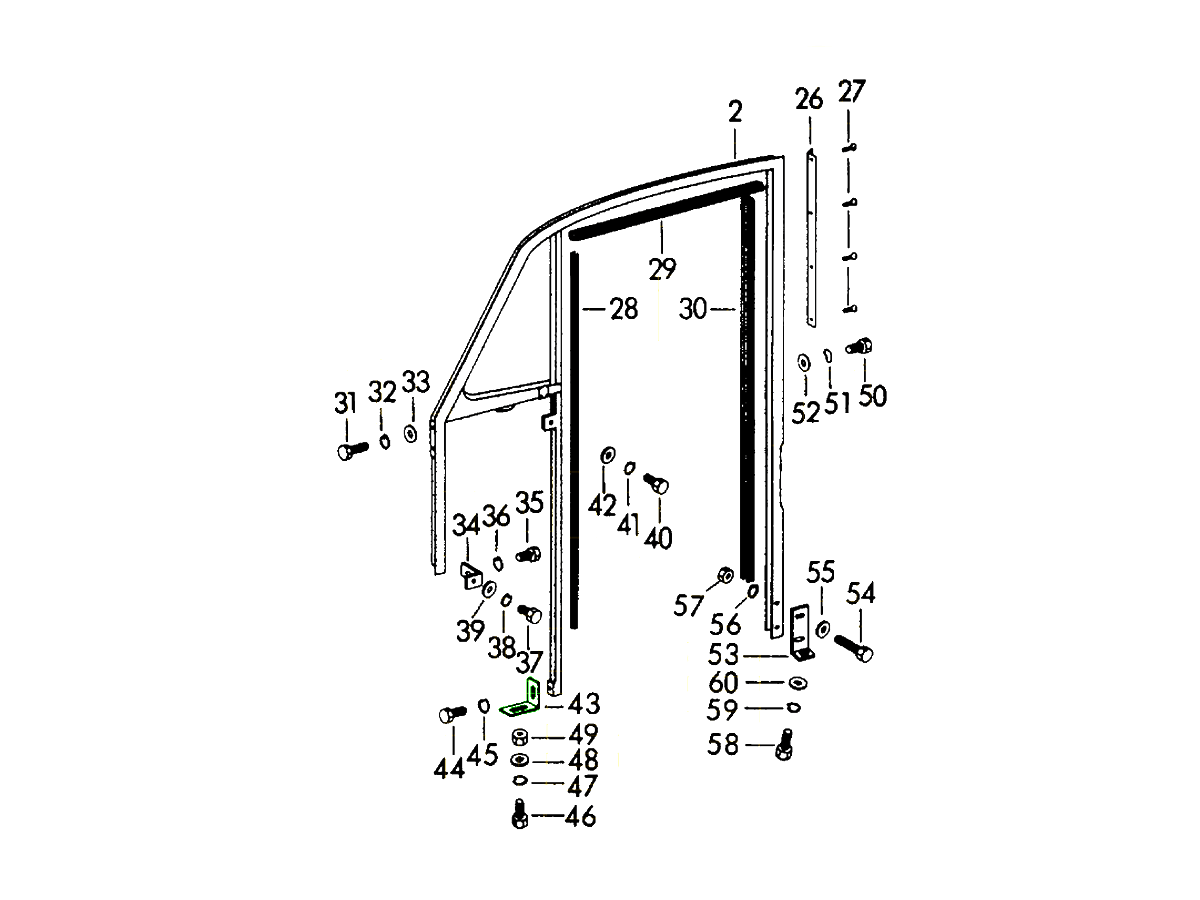 Porsche 356B 356C Door glass frame retainer bracket front 64453154300 ...
