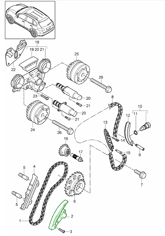Porsche 958 Cayenne Timing chain tensioner 95810546700 - 95810546700 ...