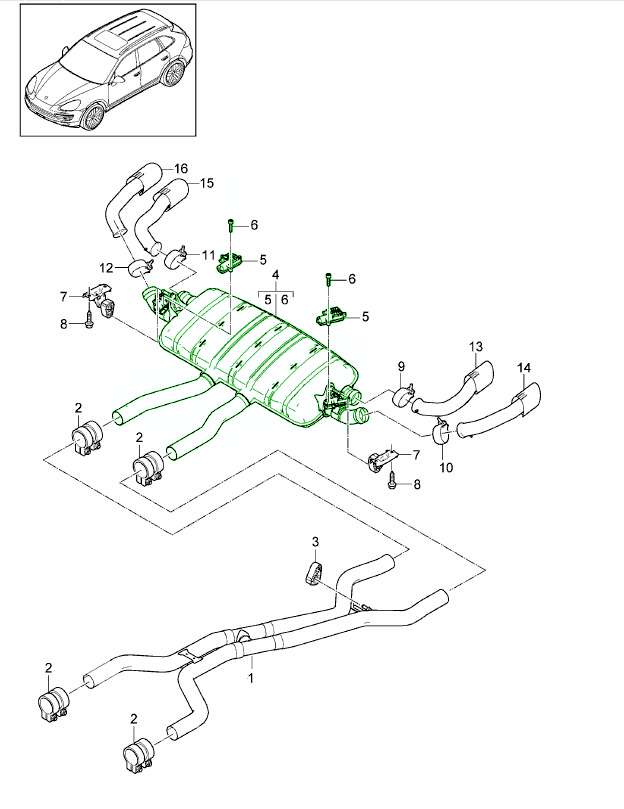Porsche 958 Cayenne Exhaust rear muffler 95811191200 - 95811191200 ...