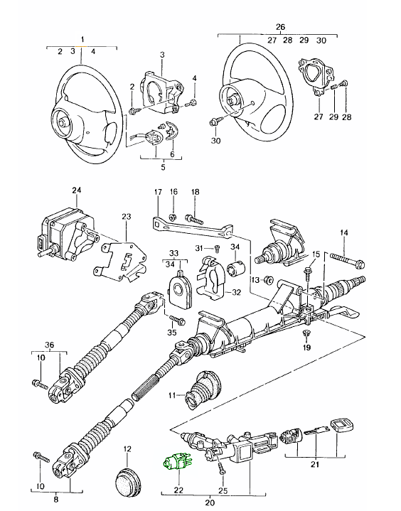 Porsche 996 986 Boxster Ignition starter switch 4B0905849 - 4B0905849/1 ...