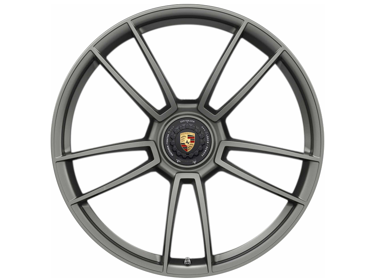 20" Centre lock Turbo S front alloy wheel in Silk-Gloss Platinum finish ...