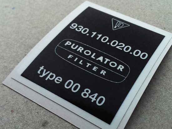 Porsche 911 Purolator decal 93011002000 - 93011002000/1 | Design 911