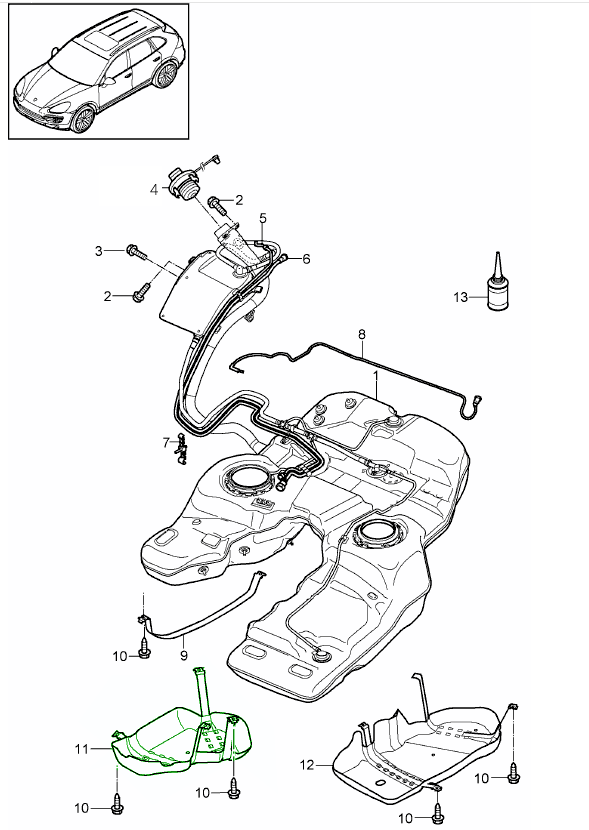 Porsche Cayenne Fuel tank guard with strap 95520133110 - 95520133110 ...