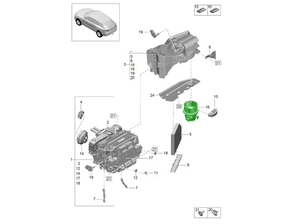 Porsche 95b Macan LHD Blower for air conditioning PAB820021C ...