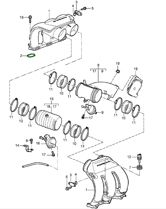 Porsche 987 Boxster Cayman Air intake manifold gasket 99711024702 ...