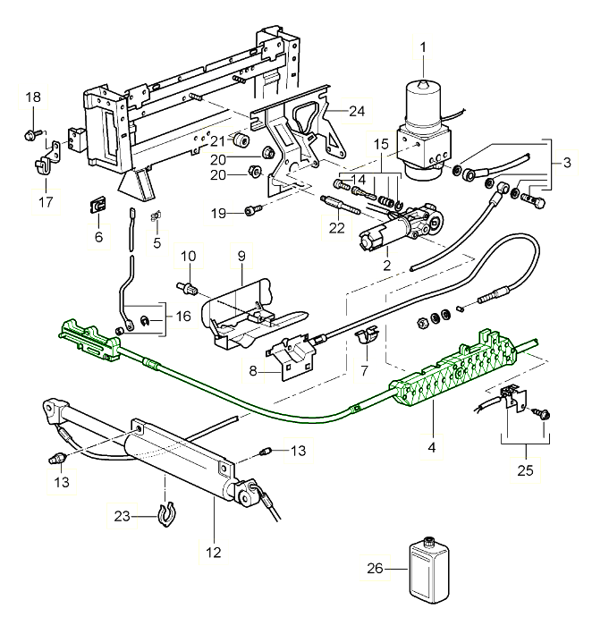 Original Porsche 99656102103 Convertible top driving mechanism for ...