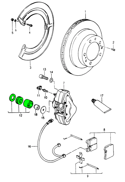 Porsche 964 C2 Brake Caliper Piston Gasket Set Rear 96435291900984-89 ...