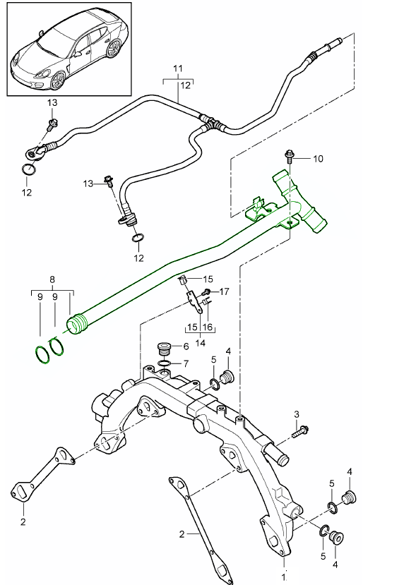 Porsche 970 Panamera Cooling water tube 94610606921 - 94610606921 ...