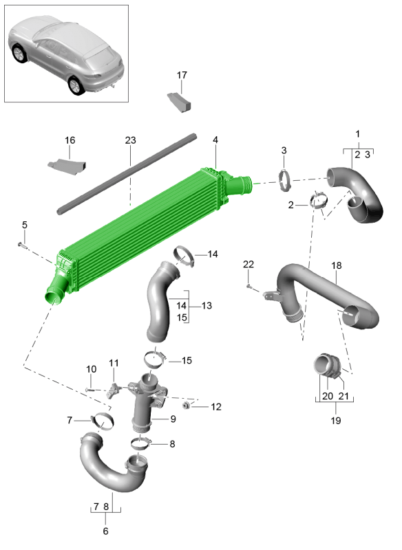 Porsche 95B Macan Intercooler 95B145805A - 8K0145805P | Design 911