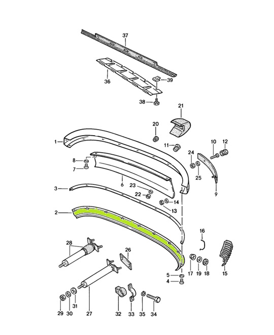 Rear Bumper Lower Valance CUT for Twin outlet Exhaust. Porsche 911 1974 ...