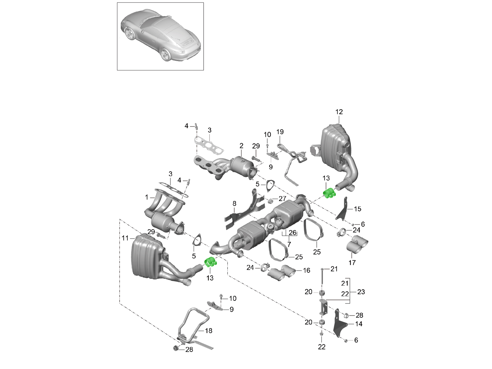 Porsche 996 997 Exhaust Sleeve Clamp 99611122002 99711152000 ...