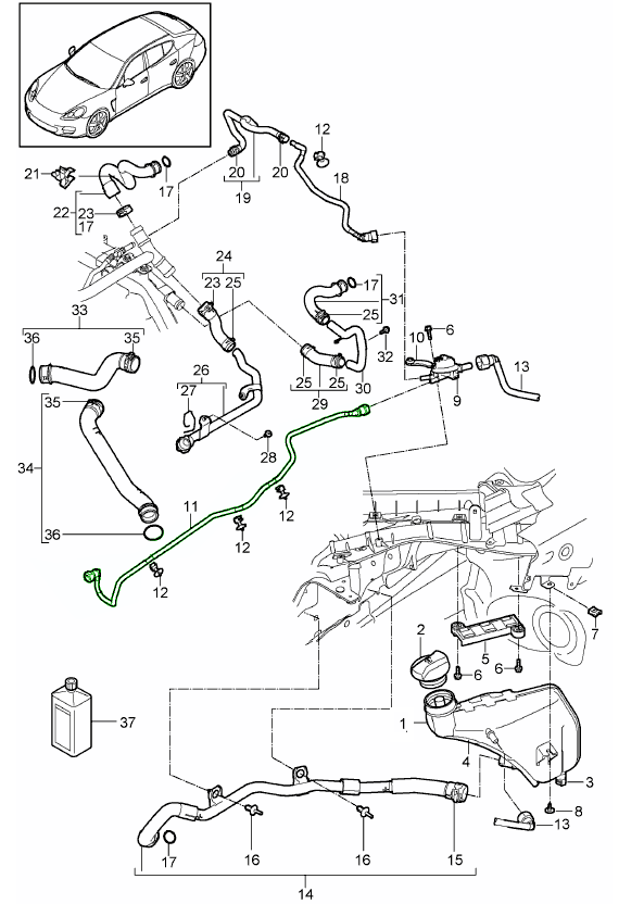 Porsche 970 Panamera Breather line 97010631001 - 97010631001 | Design 911