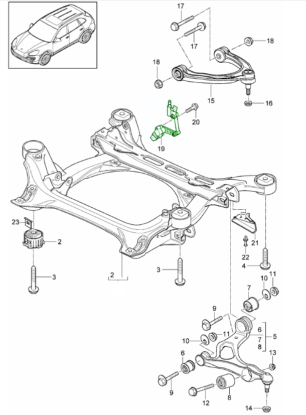 Porsche Cayenne Front suspension self levelling sensor 95834107500 ...