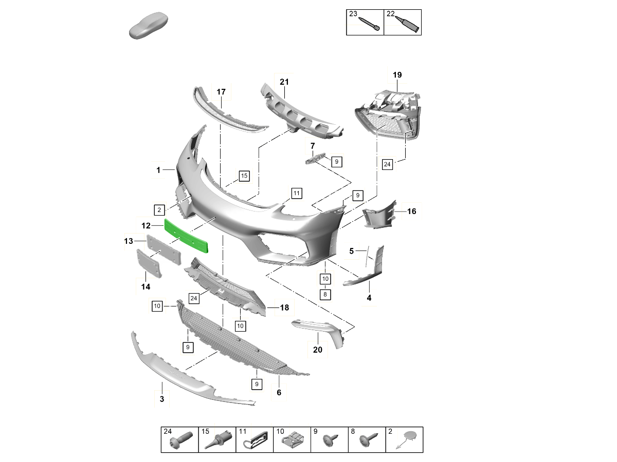 Porsche Front Number Plate Holders | OEM Mounting Brackets & Frames ...