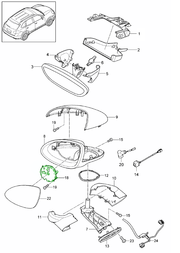 Porsche cayenne Door mirror electric motor 95562404801 - 95562404801/1 ...