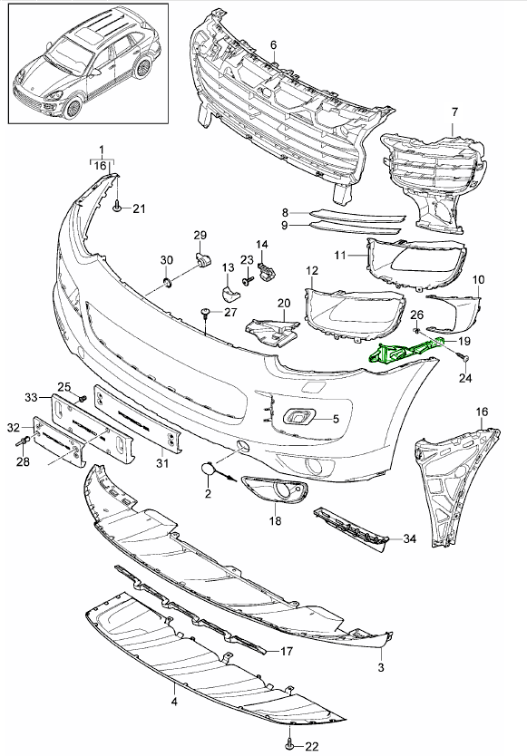 Porsche 958 Cayenne Front bumper bracket 95850504901 and 95850505001 ...